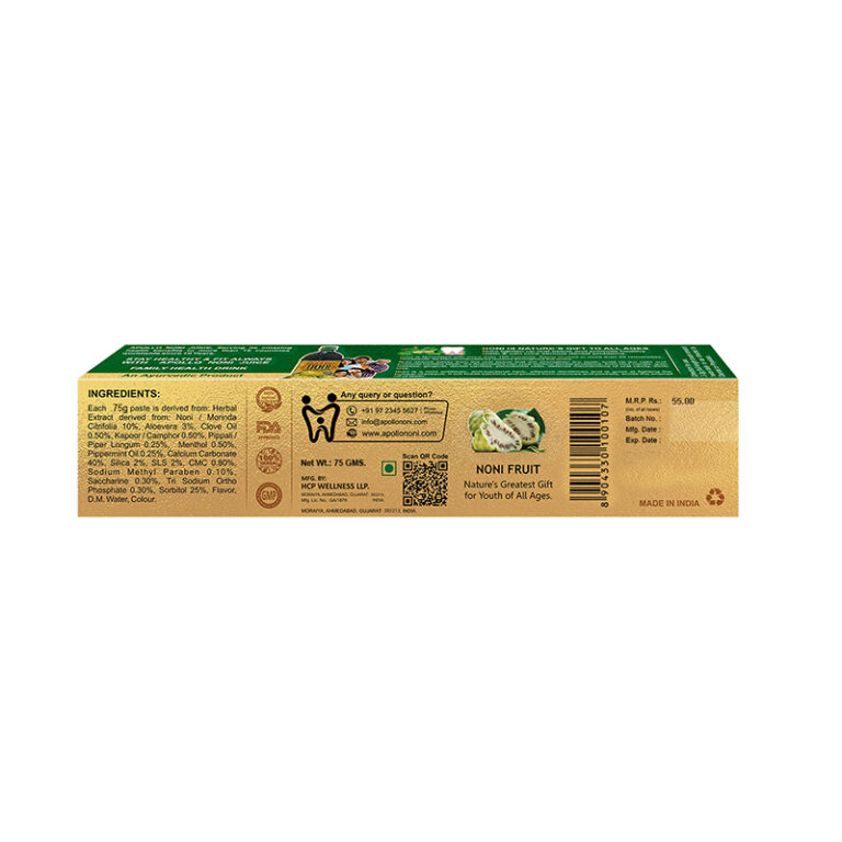 Apollo Noni Toothpaste: India's Best Fluoride Free Toothpaste for ...